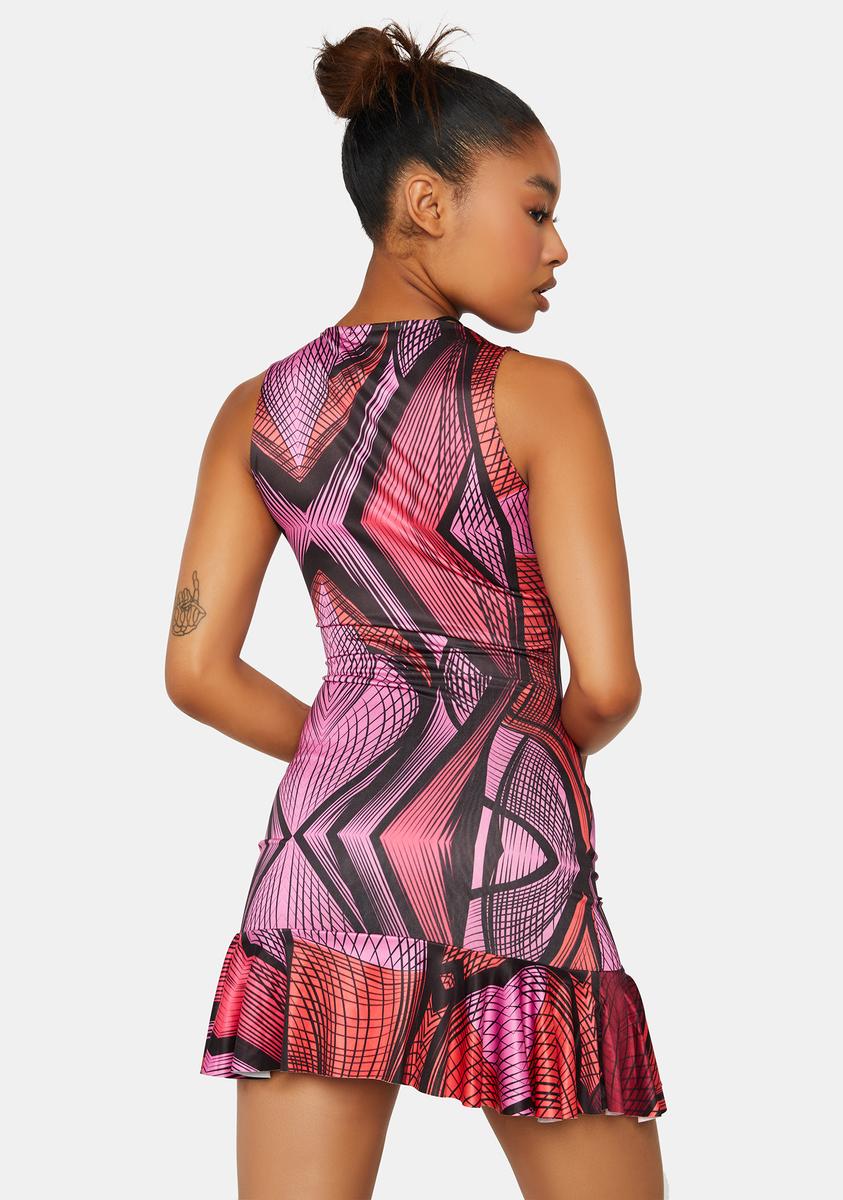 Public Desire Abstract Print Mini Dress - Multi – Dolls Kill