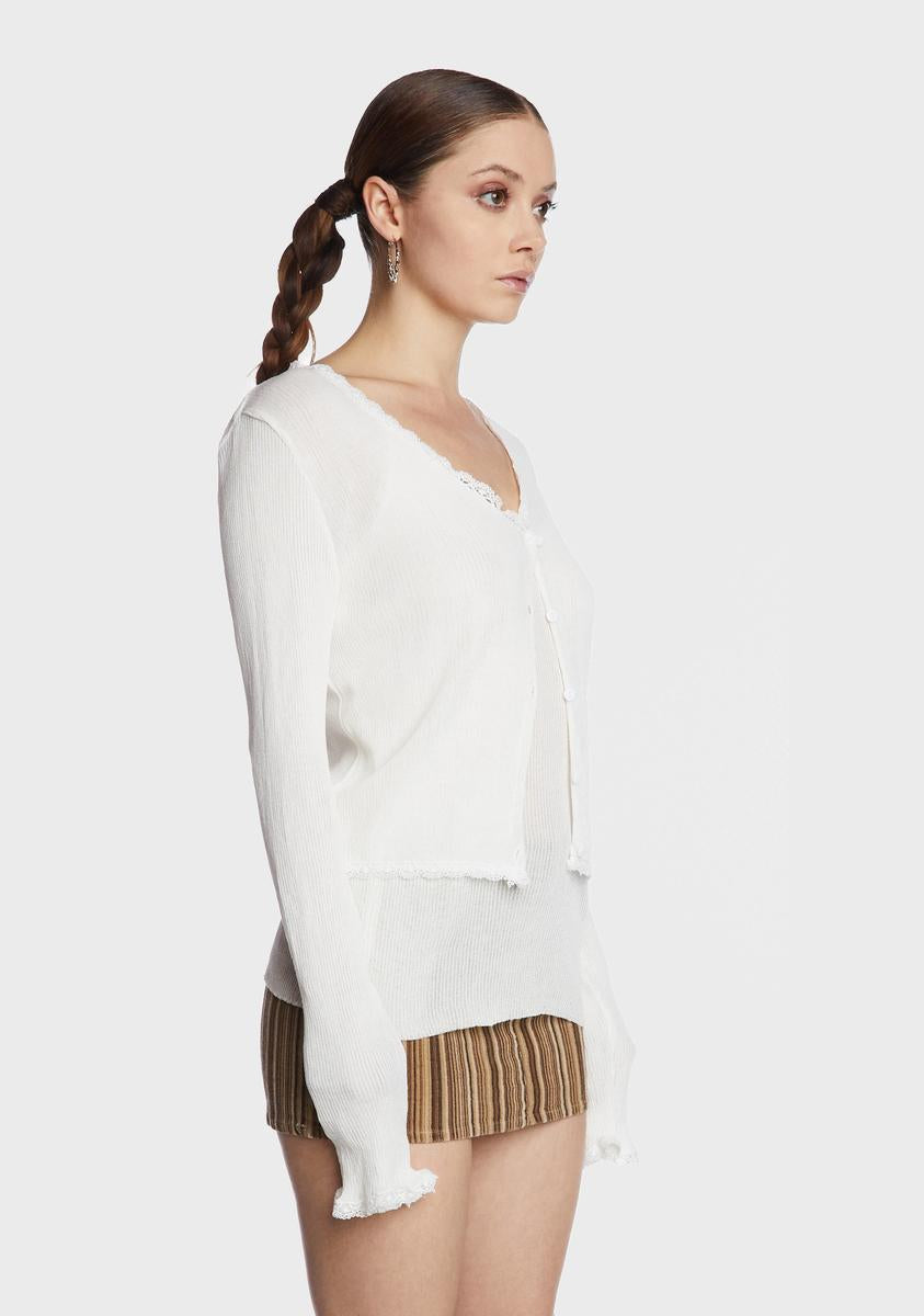 Knit Cardigan Tank Top Set - White – Dolls Kill