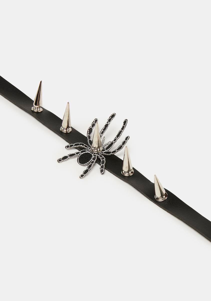 Spiked Spider Vegan Leather Choker - Black – Dolls Kill