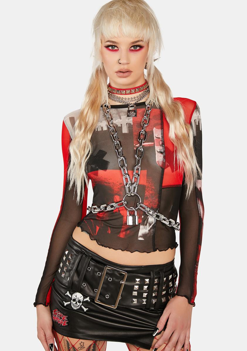 Chain And Lock Harness - Silver – Dolls Kill