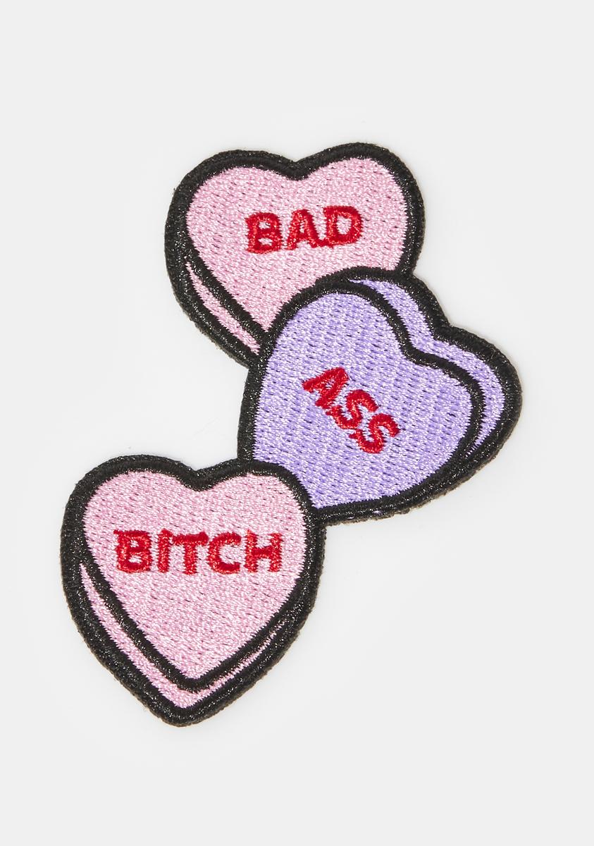 Groovy Things Co. Bad Ass Bitch Heart Patch - Pink/Purple – Dolls Kill