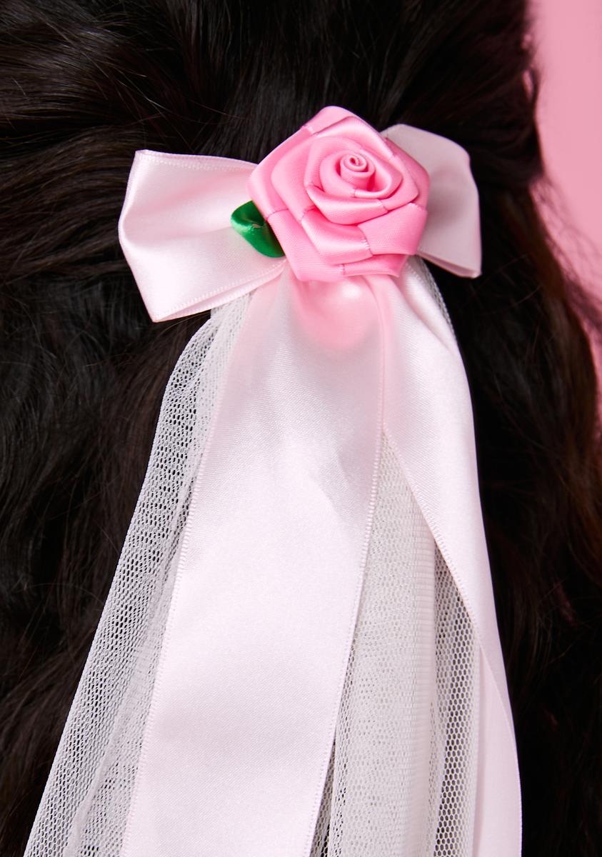Rosebud Hair Bow - Light Pink – Dolls Kill