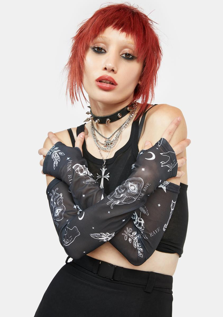 Punk Rave Sheer Witchy Fingerless Gloves – Dolls Kill