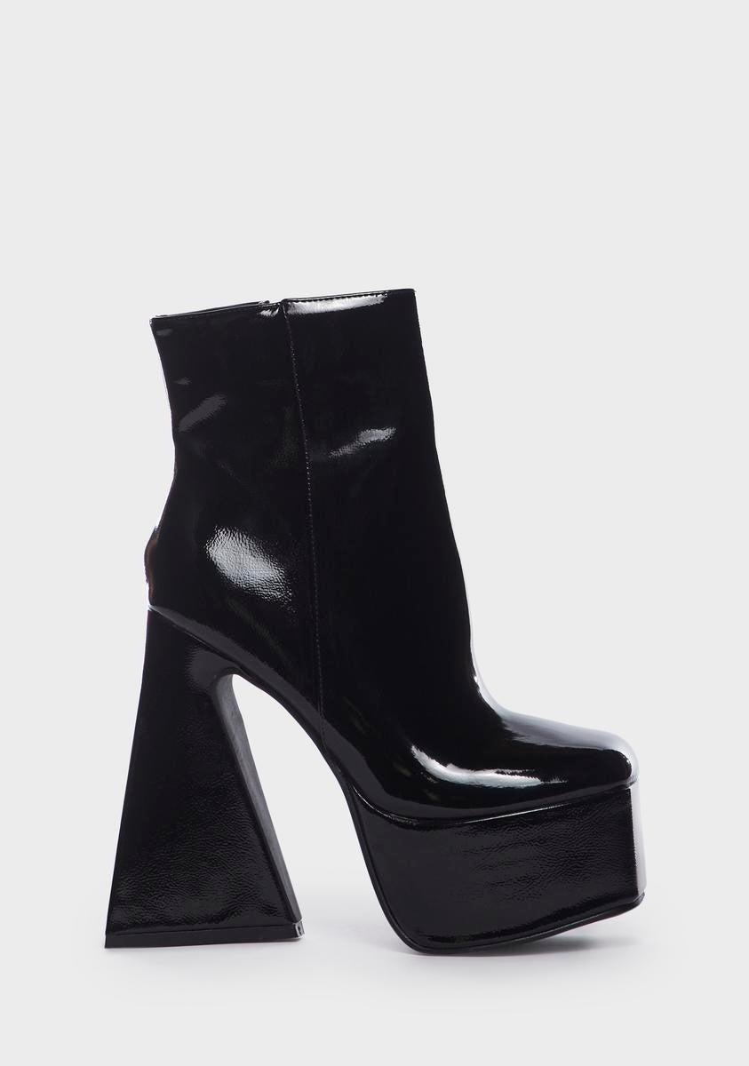 PVC Zip Up Ankle Platform Boots - Black – Dolls Kill