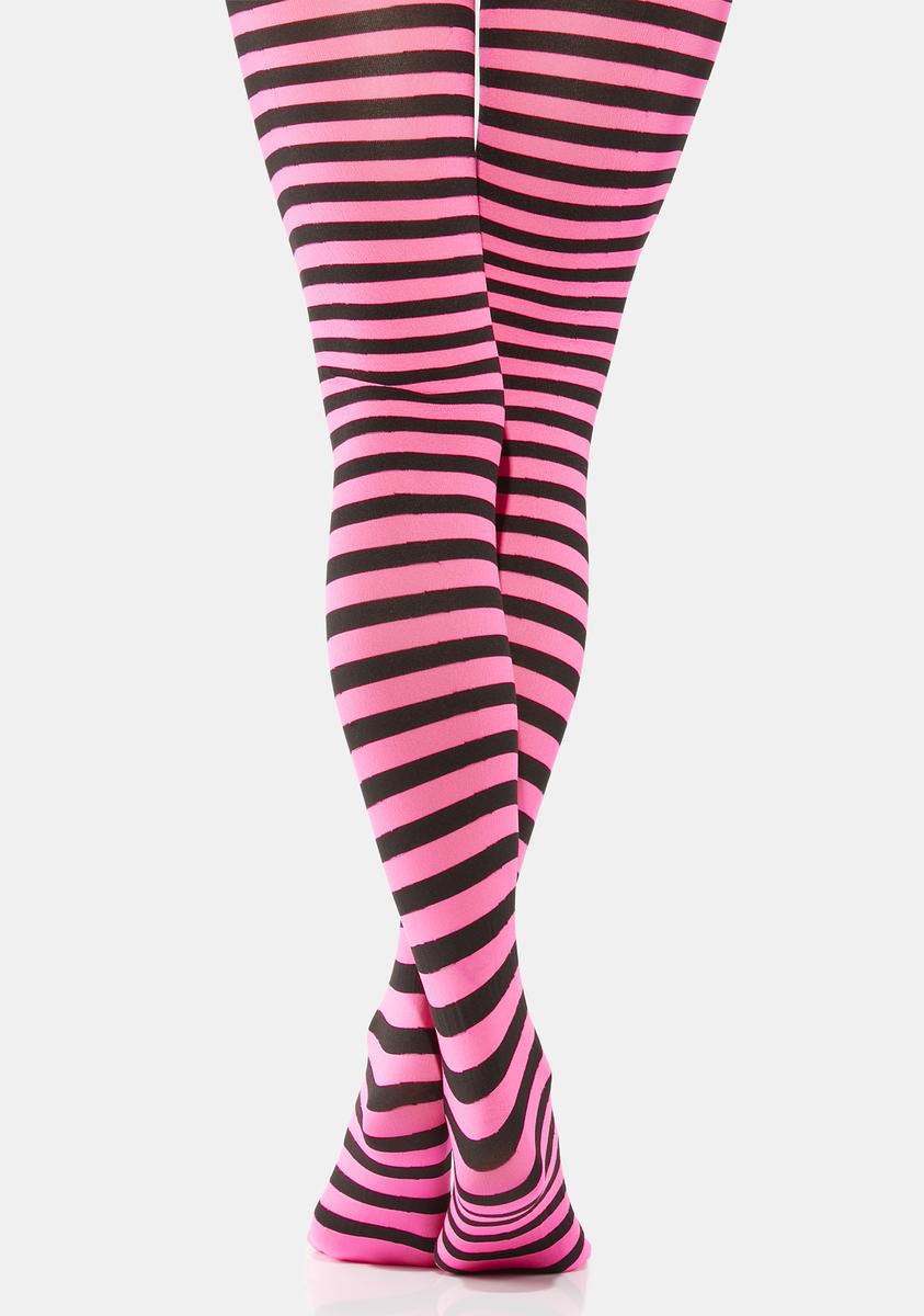 Striped Nylon Tights - Pink – Dolls Kill