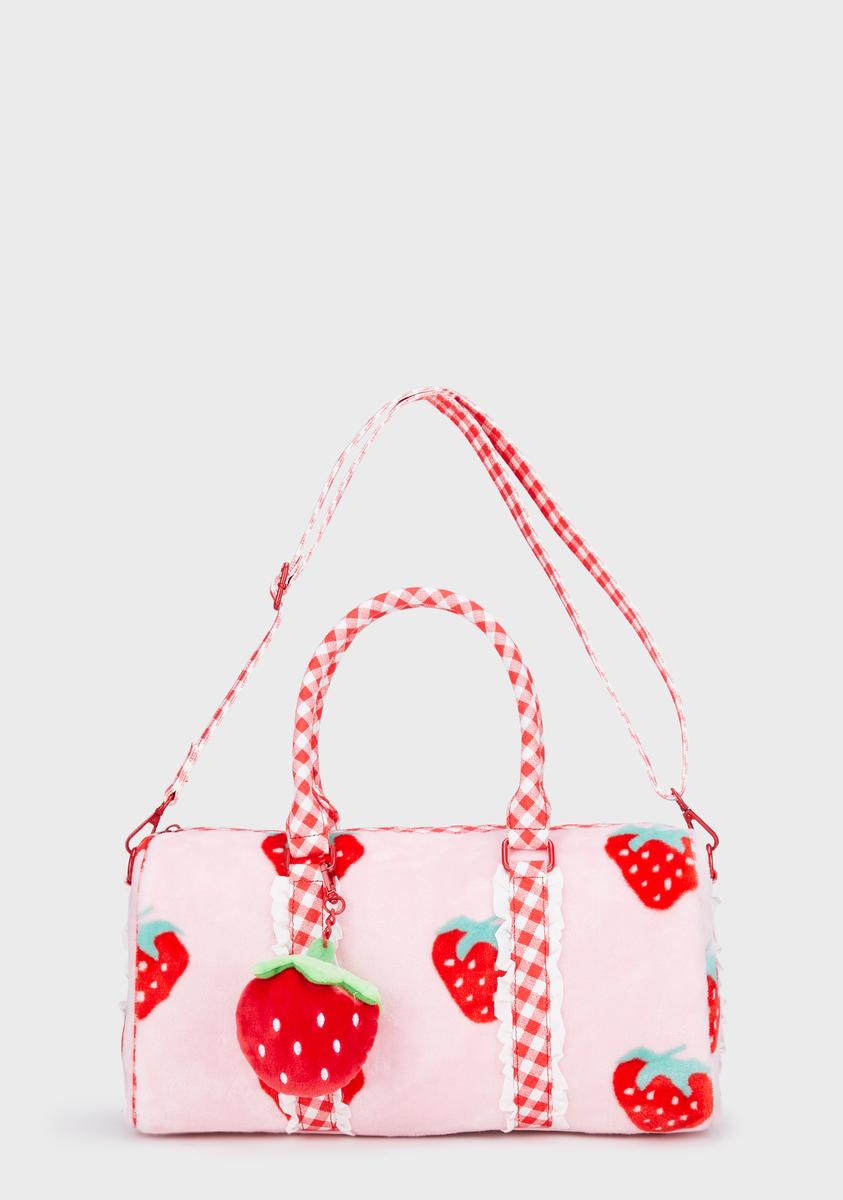 Dolls Kill x Strawberry Shortcake Printed Terry Cloth Weekender Bag - Pink