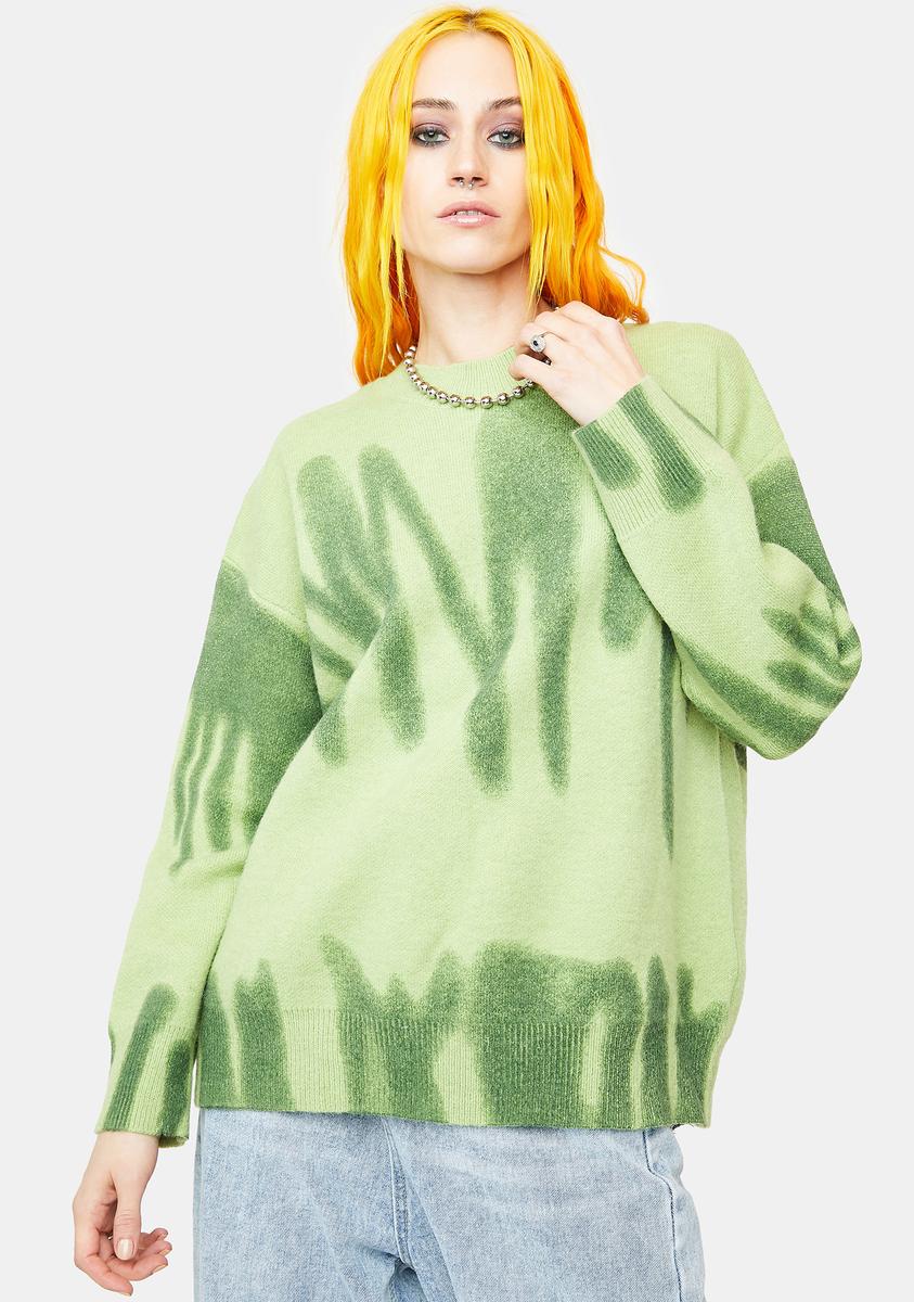 Abstract Pattern Long Sleeve Sweater - Green – Dolls Kill