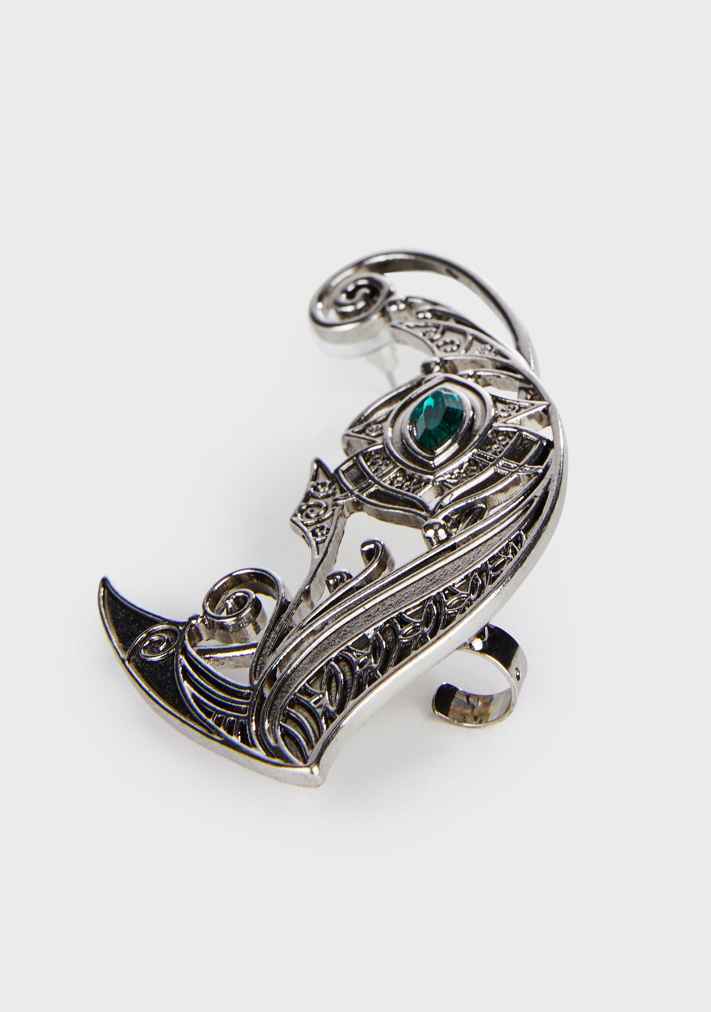 Gemstone Abstract Art Deco Ear Cuffs - Silver – Dolls Kill