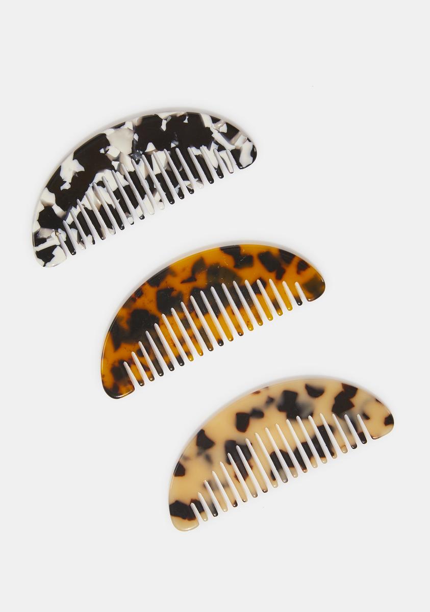 Tortoise Print Three Piece Mini Hair Comb Set – Dolls Kill