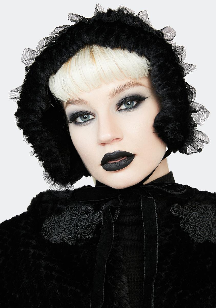Devil Fashion Faux Fur Bonnet - Black – Dolls Kill