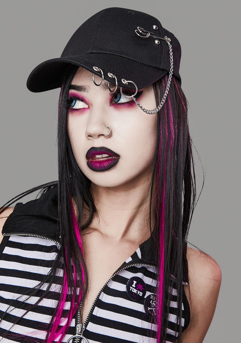 Widow Chain And Piercings Baseball Cap - Black – Dolls Kill
