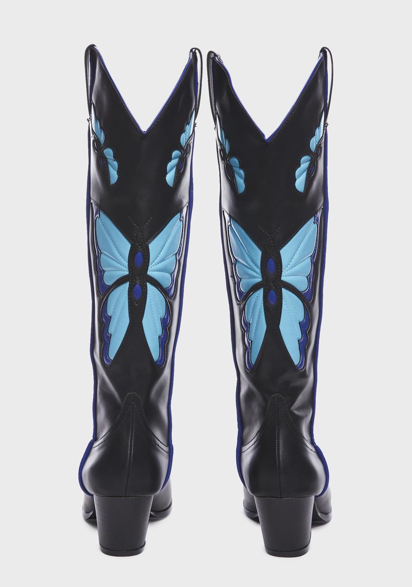 Lemon Drop by Privileged Vegan Leather Butterfly Heeled Cowboy Boots ...