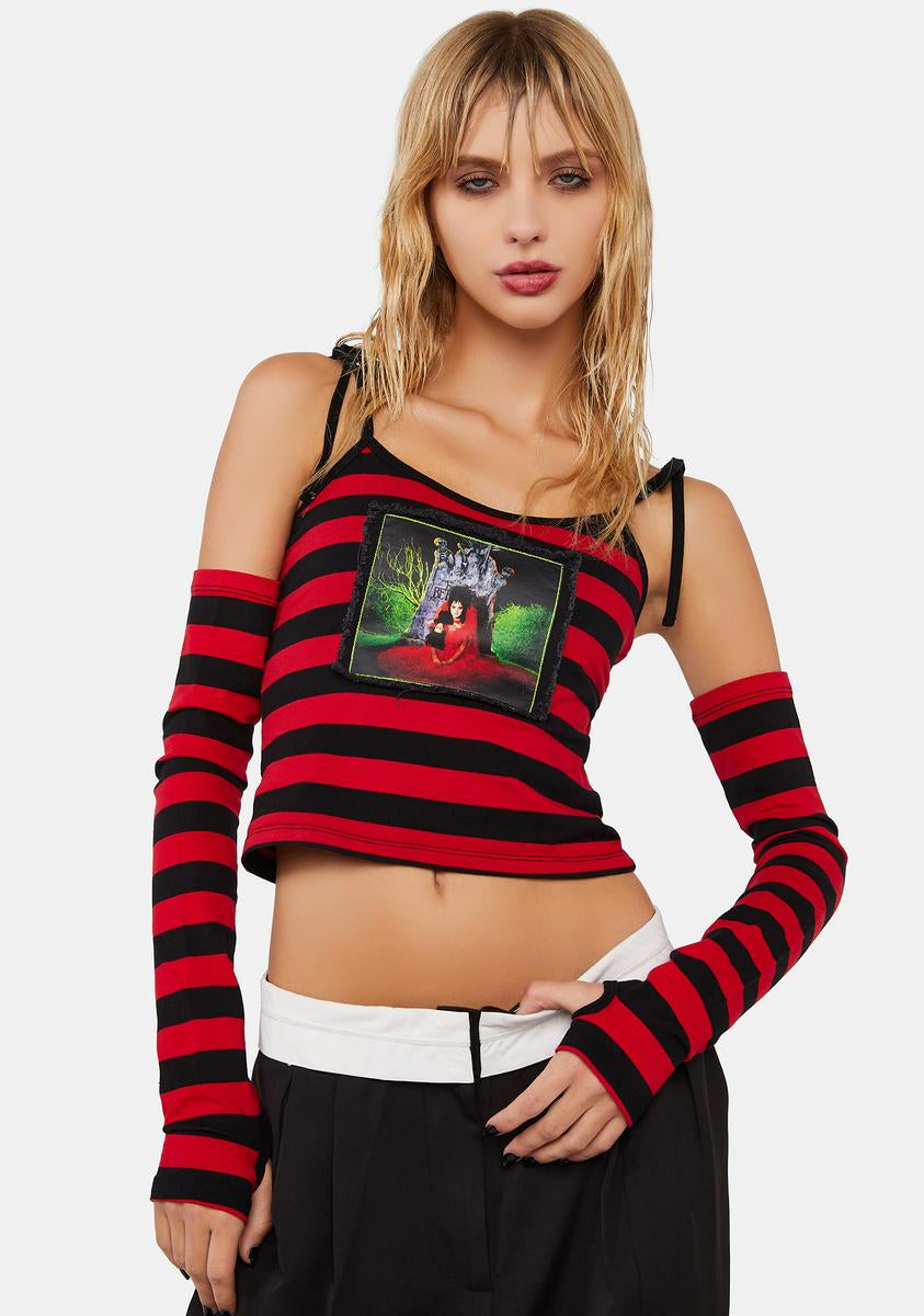 Dolls Kill X Beetlejuice Striped Lydia Photo Patch Tank With Sleeves ...