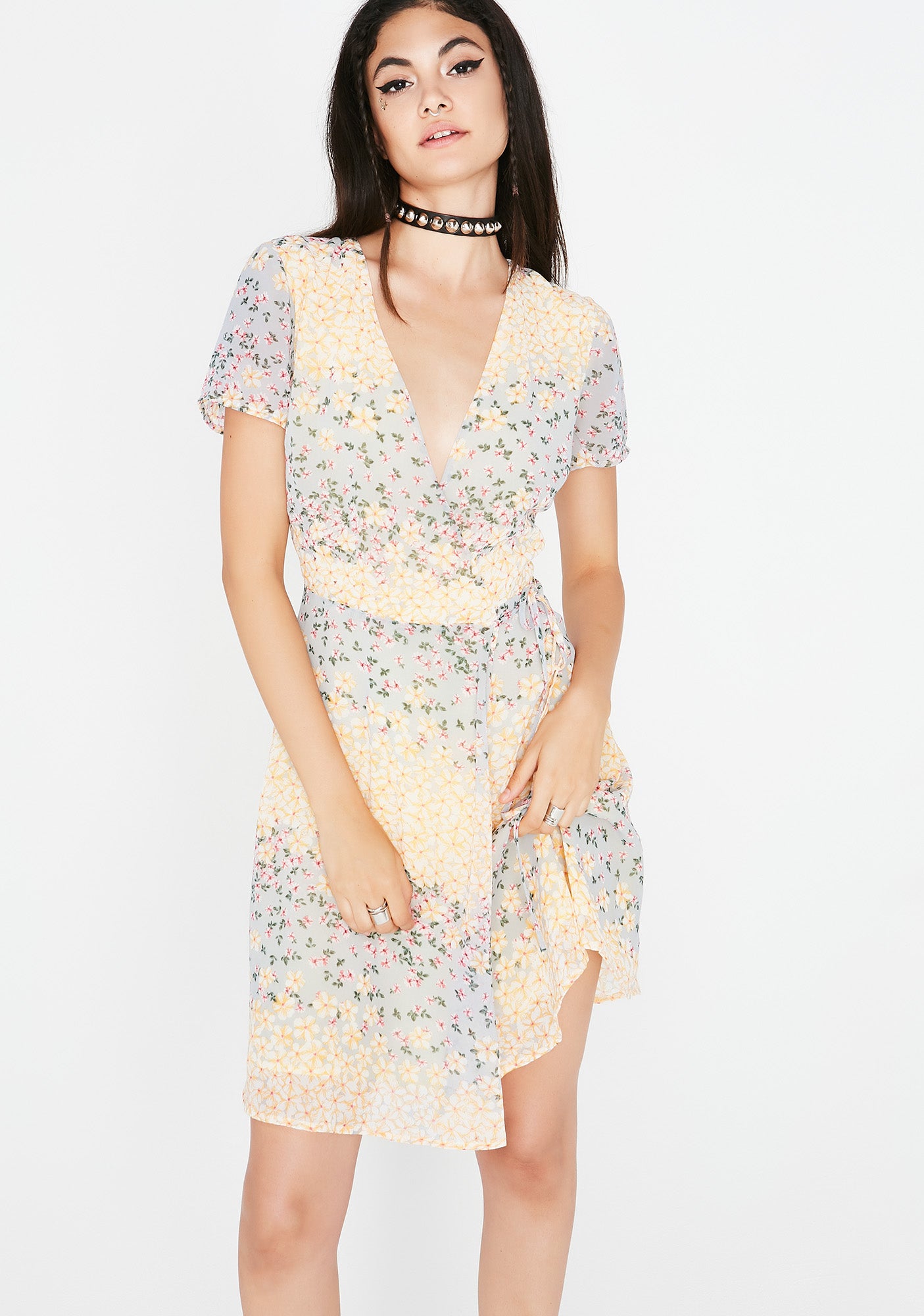 Floral Print Short Sleeve Dress – Dolls Kill