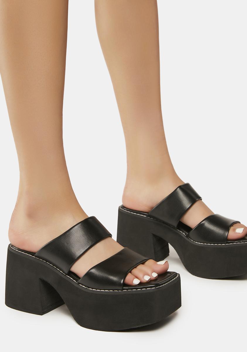 Shellys London Vegan Leather Heeled Platform Mules - Black – Dolls Kill