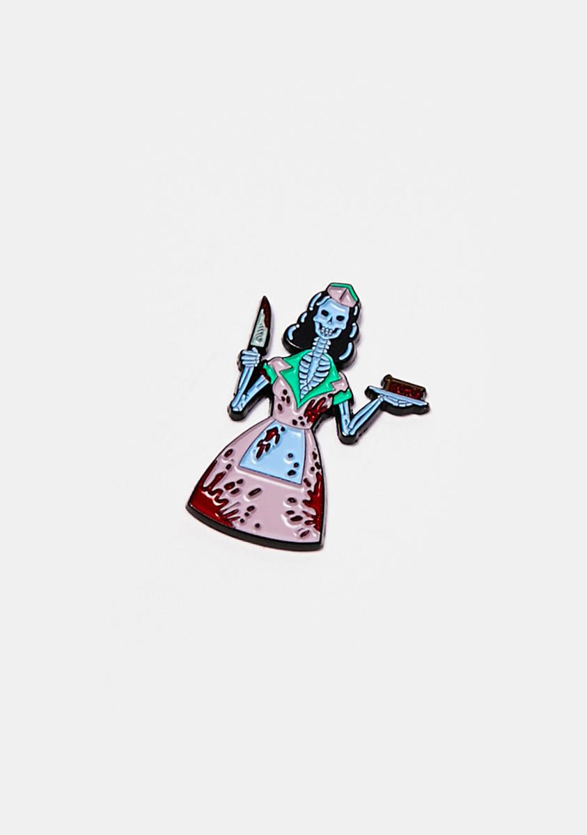 Ectogasm Skeleton Waitress Enamel Pin – Dolls Kill