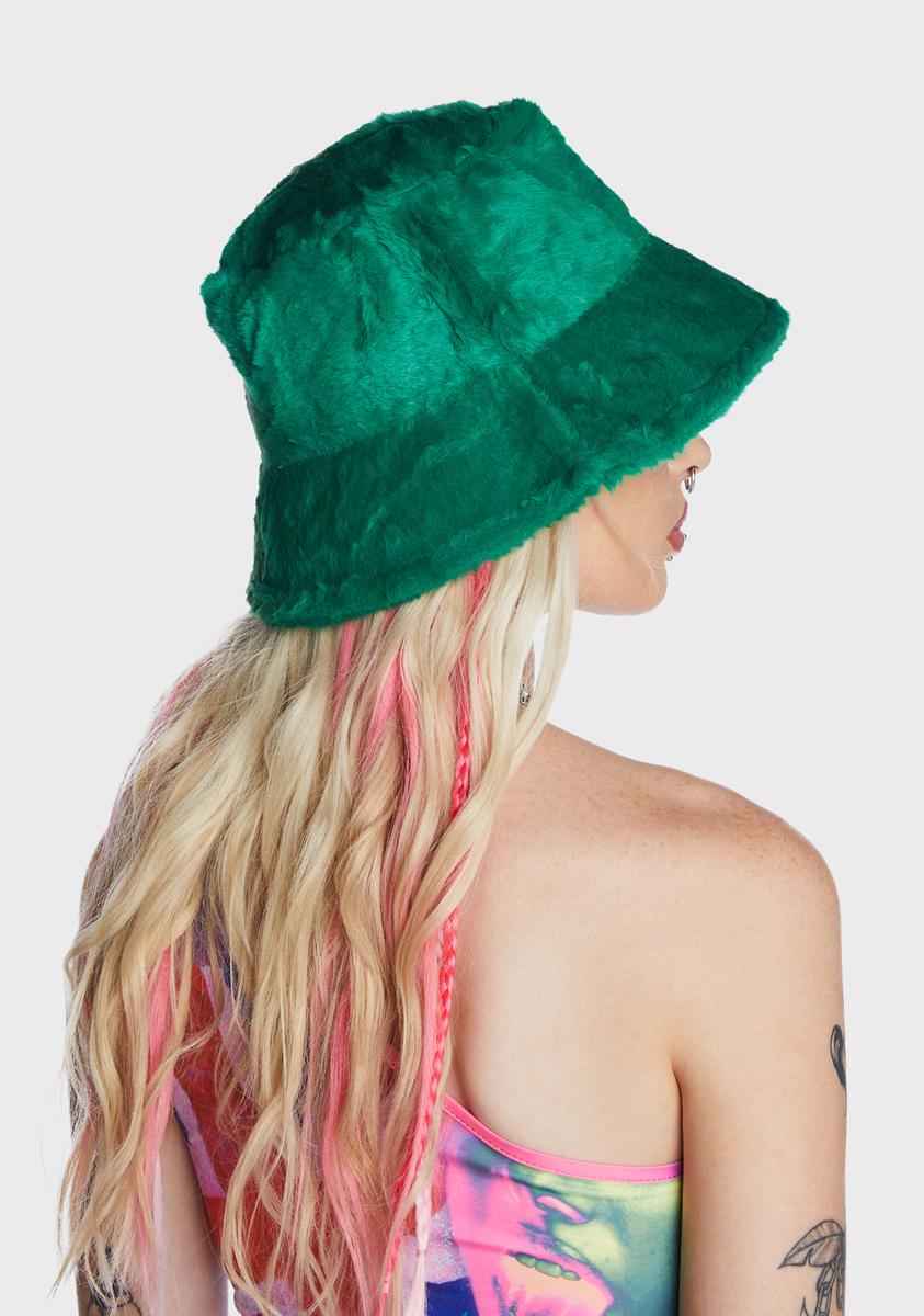 Faux Fur Fuzzy Bucket Hat - Green – Dolls Kill