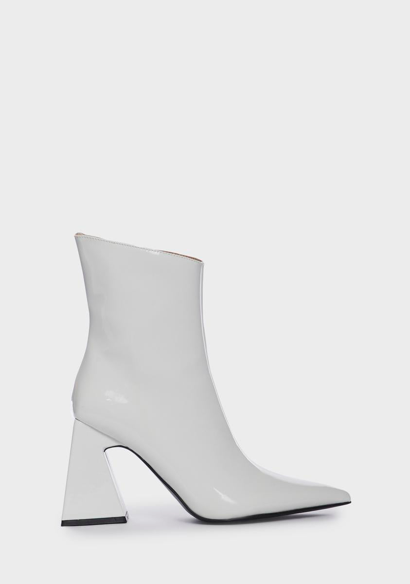 Public Desire PVC Heeled Boots - White – Dolls Kill