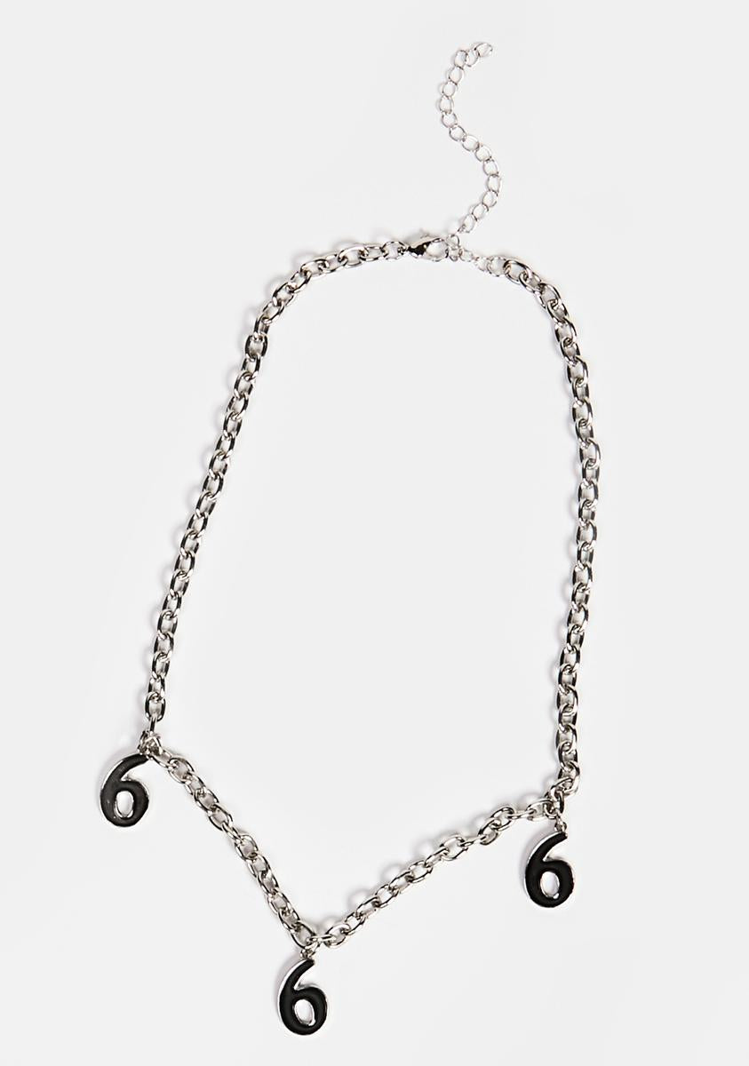 666 Devil Number Chain Necklace - Silver#N##N# – Dolls Kill