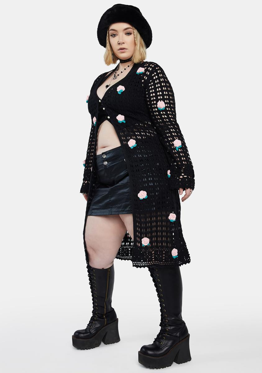 Plus Size dELiA*s by Dolls Kill Crochet Knit Rose Applique Maxi ...