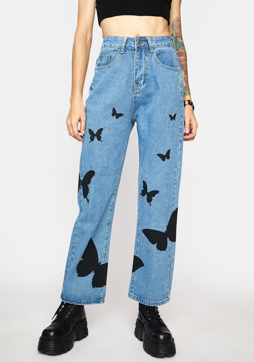 ZEMETA Black Butterfly Jeans – Dolls Kill