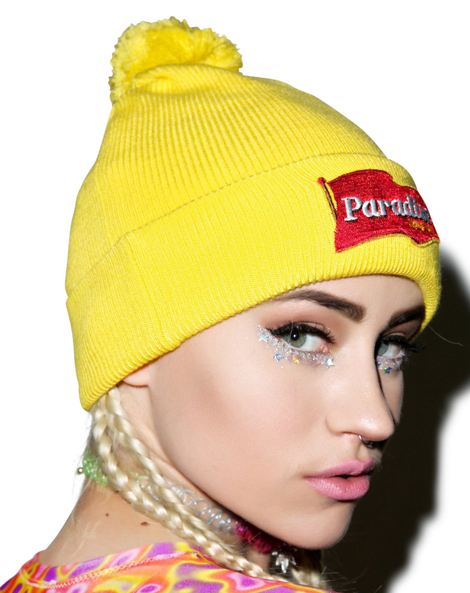 Mustard Pom Pom Beanie – Dolls Kill