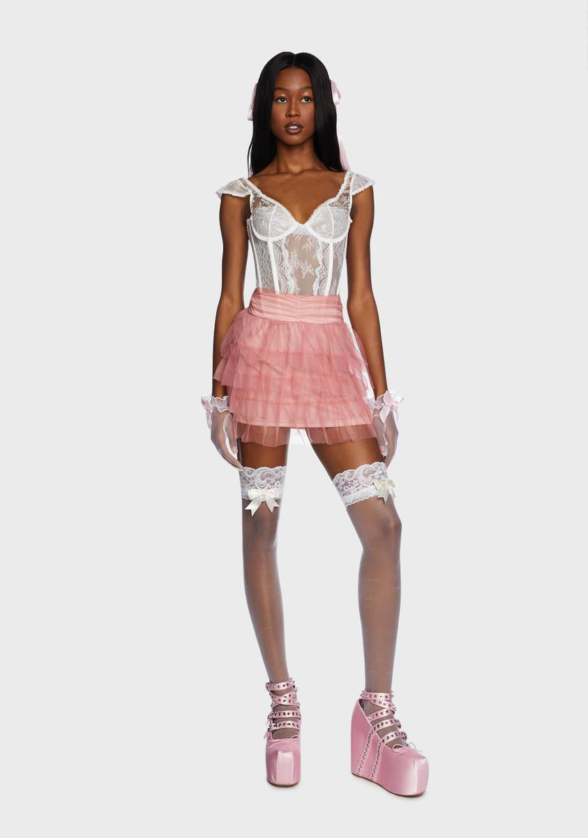 Tiered Ruffle Mesh Mini Skirt - Pink – Dolls Kill