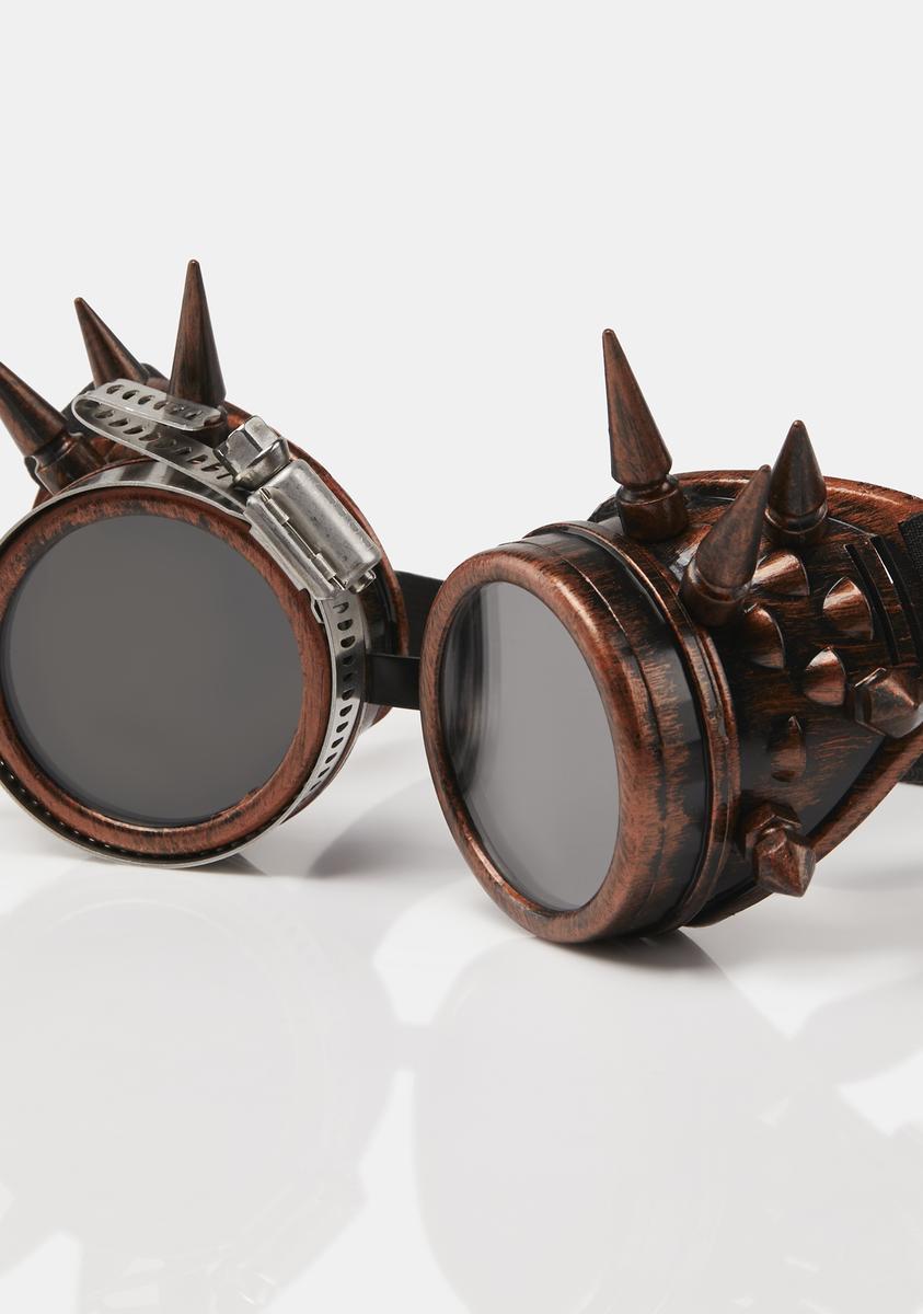 Funk Plus Copper Steampunk Spiked Goggles - Brown – Dolls Kill