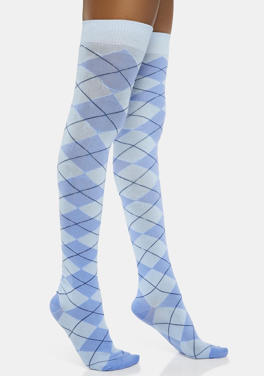 Argyle Thigh-High Socks - Blue – Dolls Kill