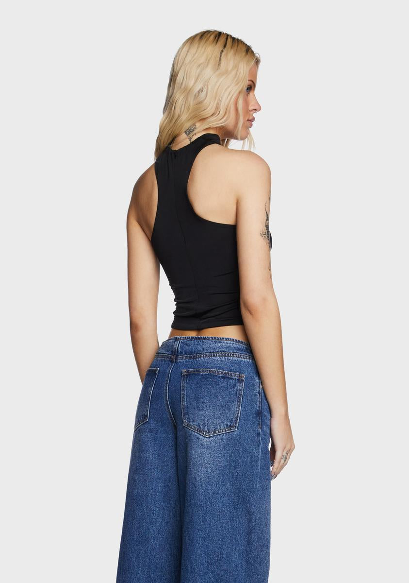 Edikted Ruched Choker Crop Top - Black – Dolls Kill