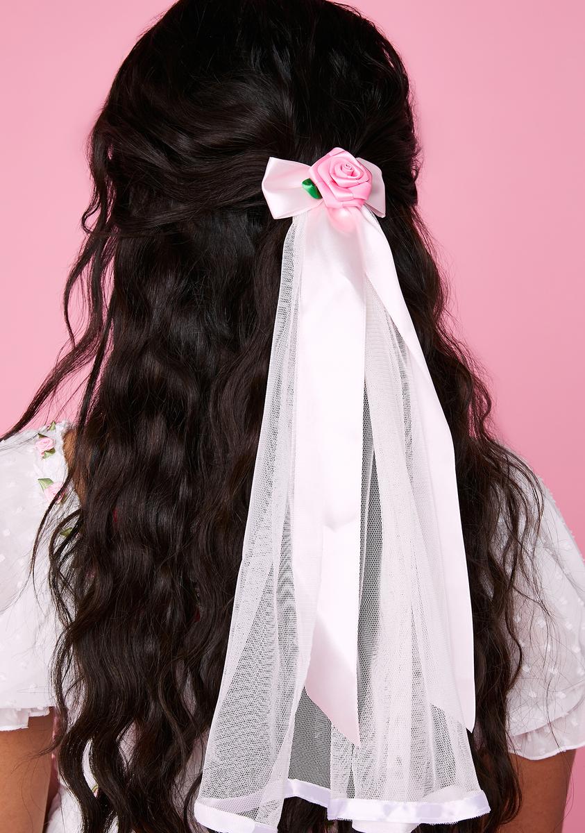 Rosebud Hair Bow - Light Pink – Dolls Kill