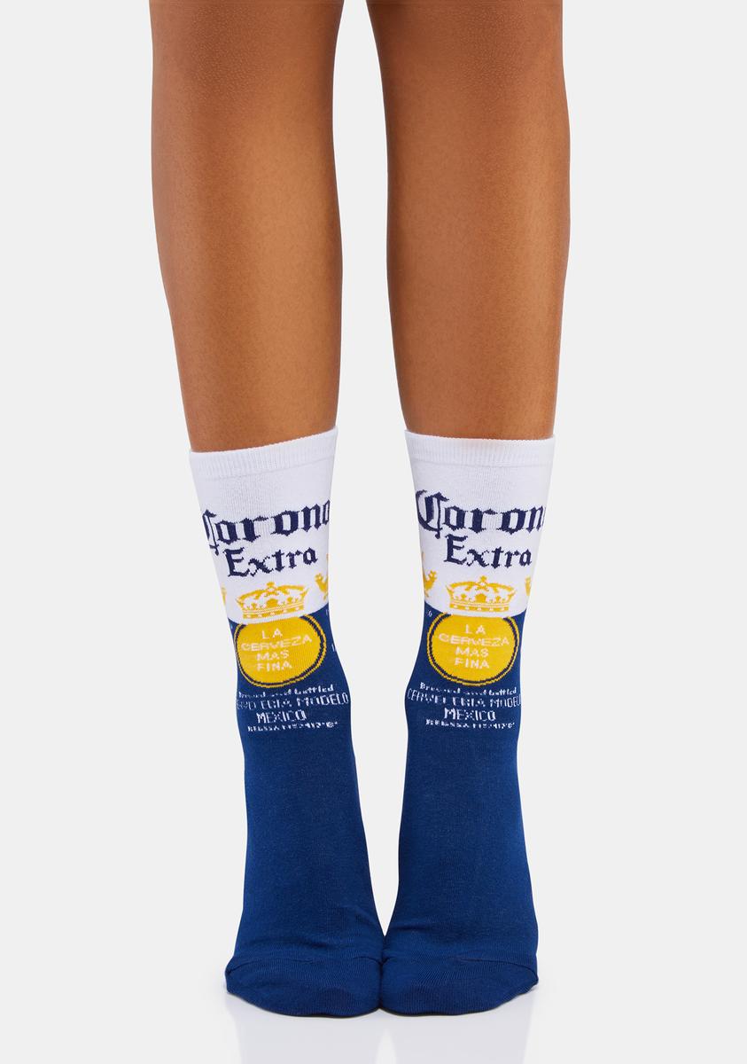 Socksmith Design Corona Beer Crew Socks - Blue – Dolls Kill