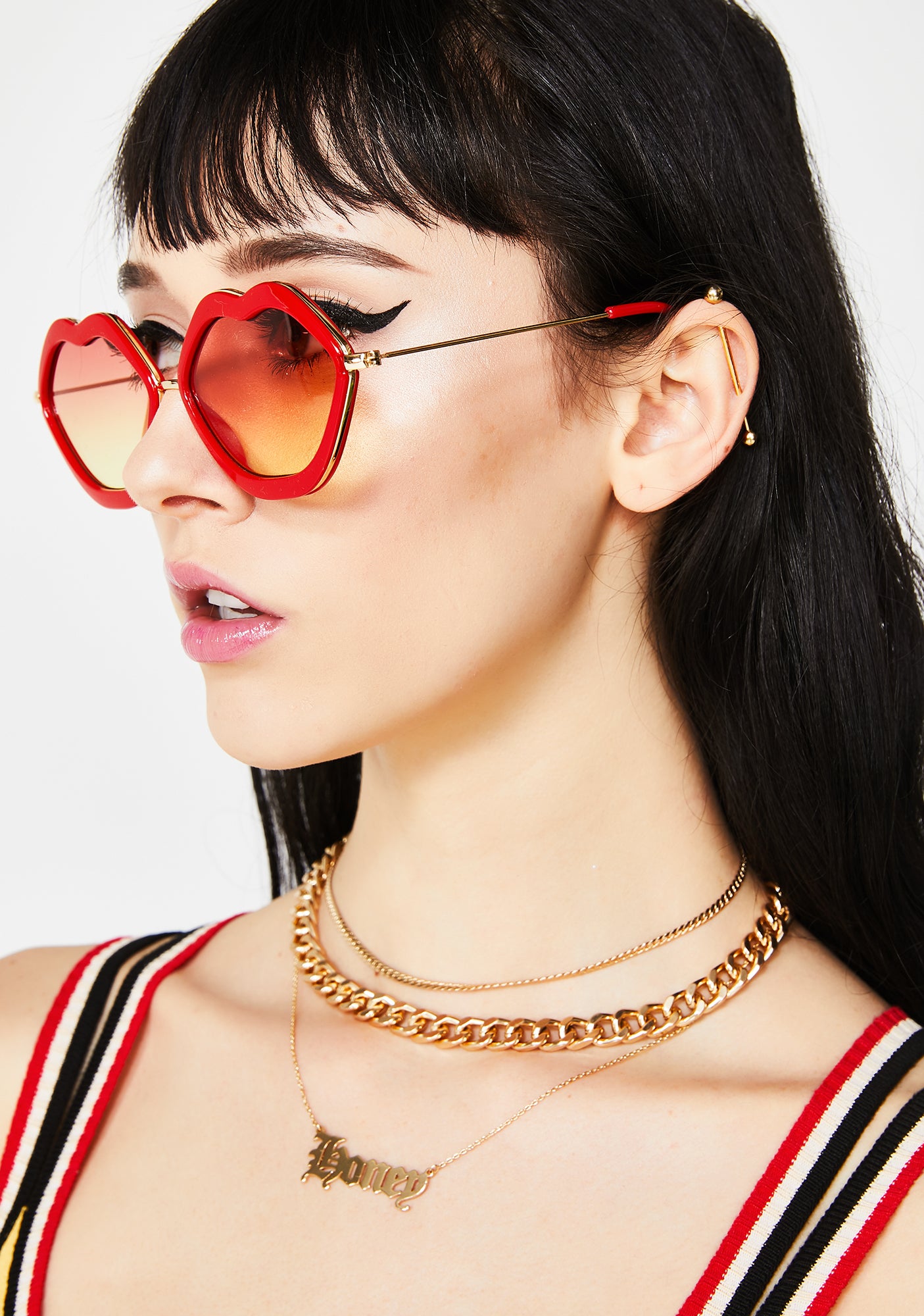 Flame Red Lips Sunglasses – Dolls Kill