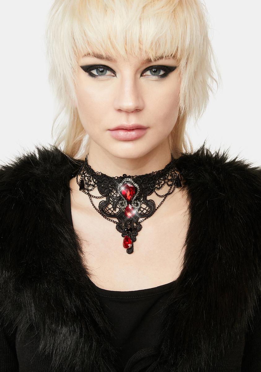 Punk Rave Ruby Lace Necklace - Black – Dolls Kill