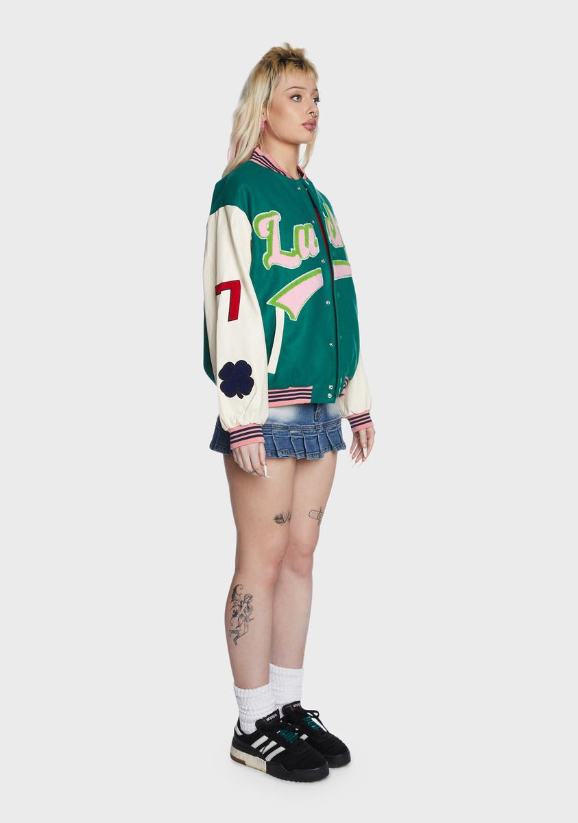 Daisy Street Patch Oversized Varsity Jacket - Multi – Dolls Kill