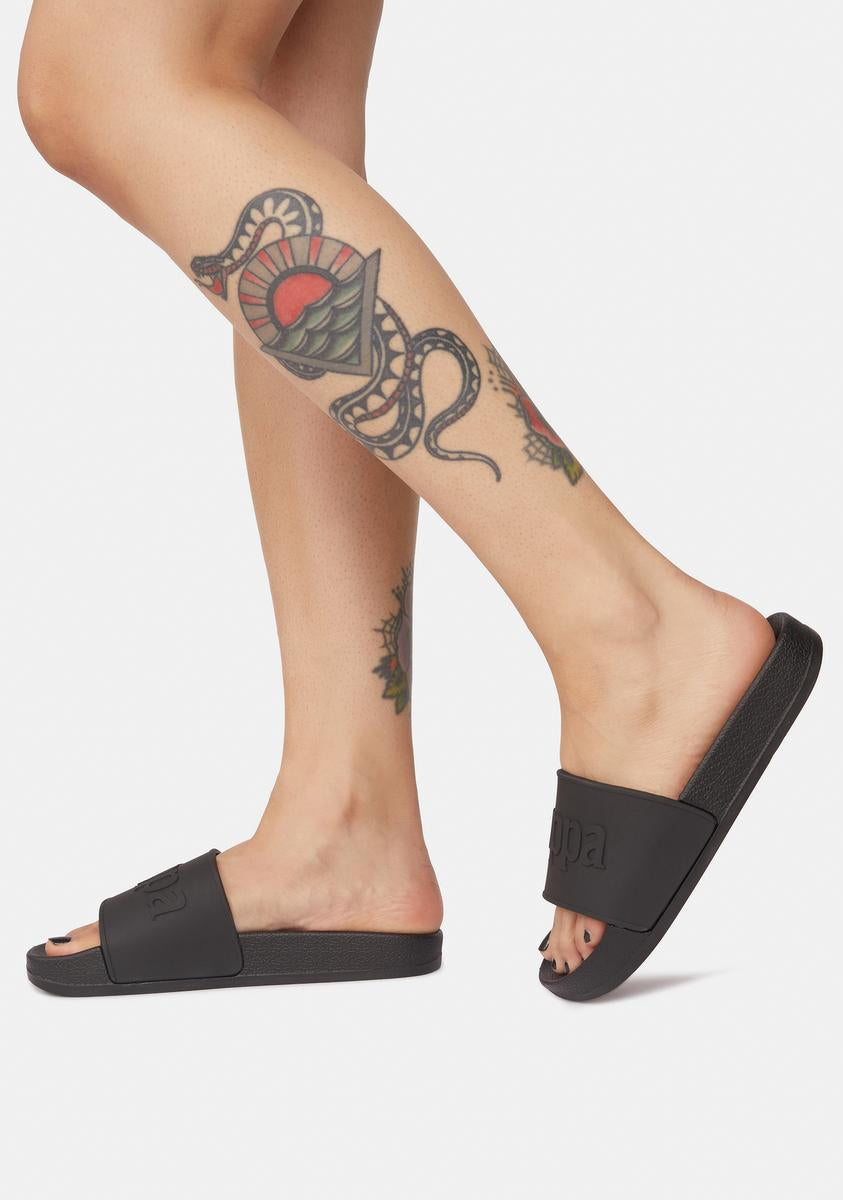 Kappa Open Toe Slide Sandals - Black – Dolls Kill