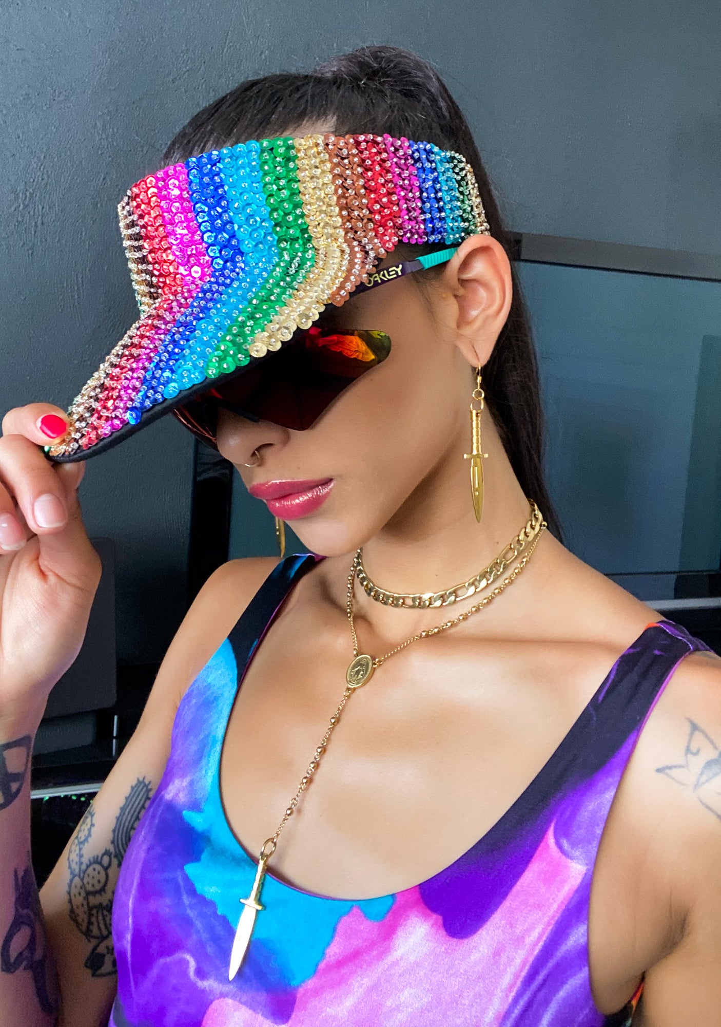 Rainbow Beaded Visor – Dolls Kill