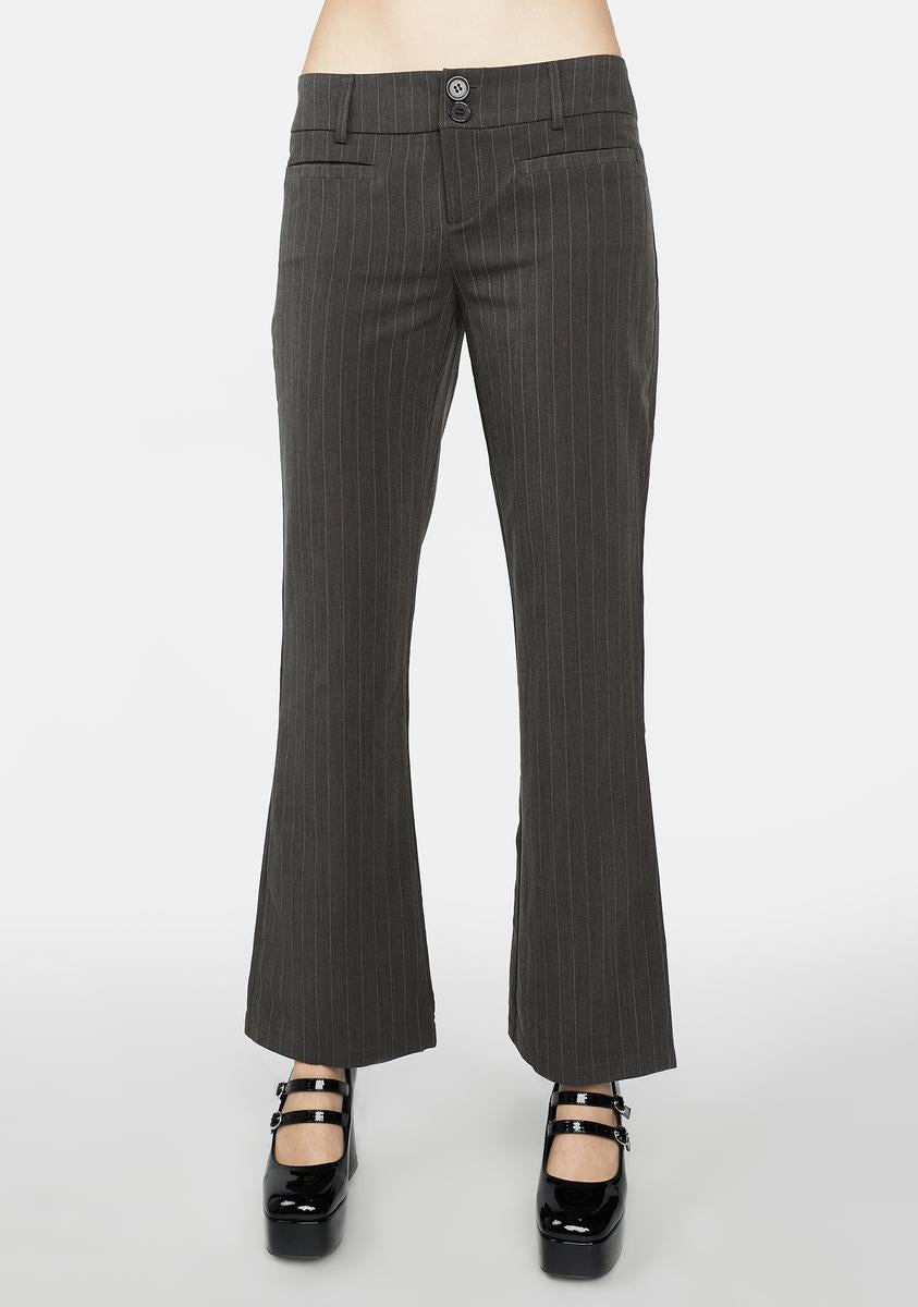 Delia's Pinstripe Low Rise Cropped Pants - Gray – Dolls Kill