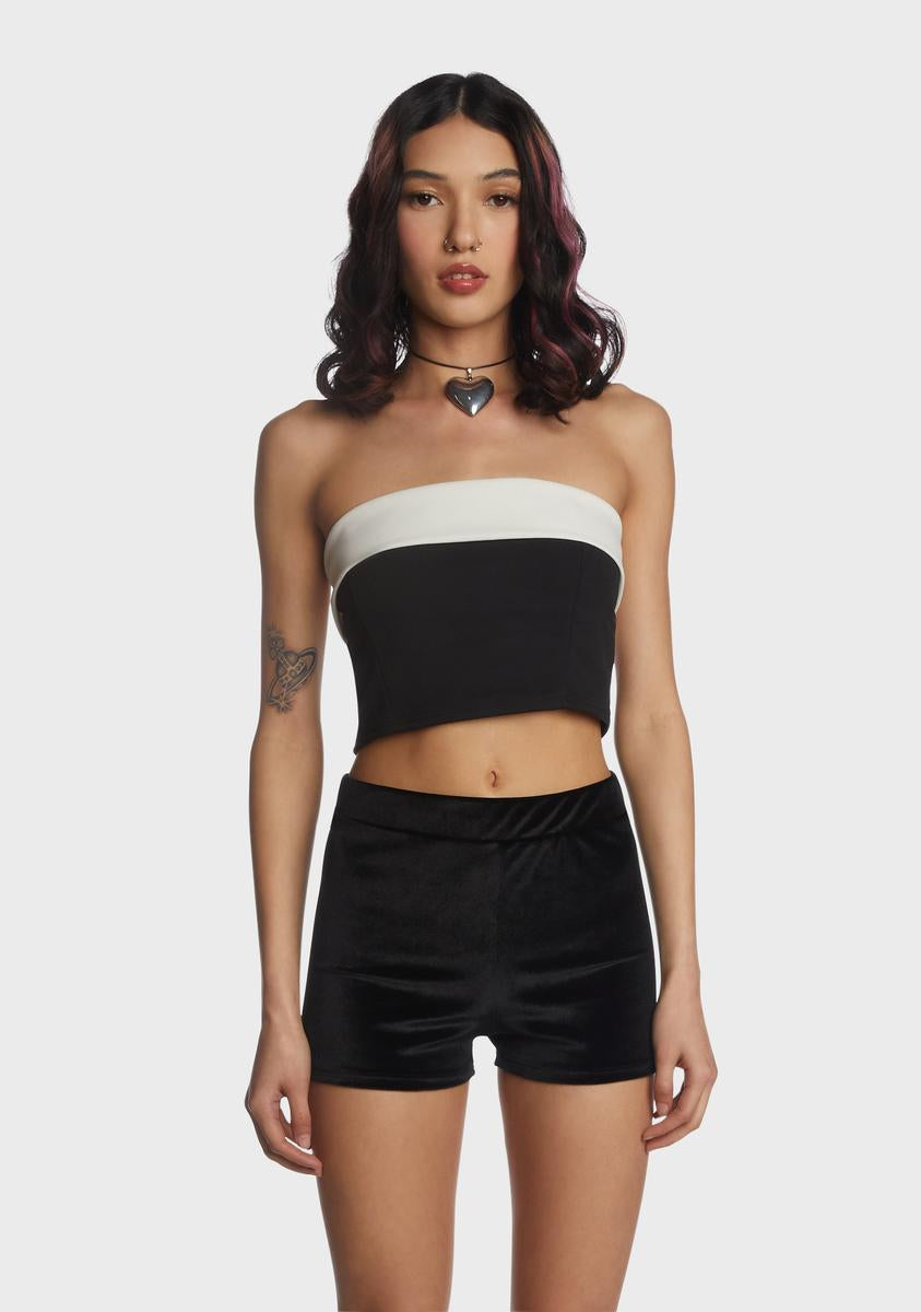 Foldover Two Tone Tube Top - Black/White – Dolls Kill