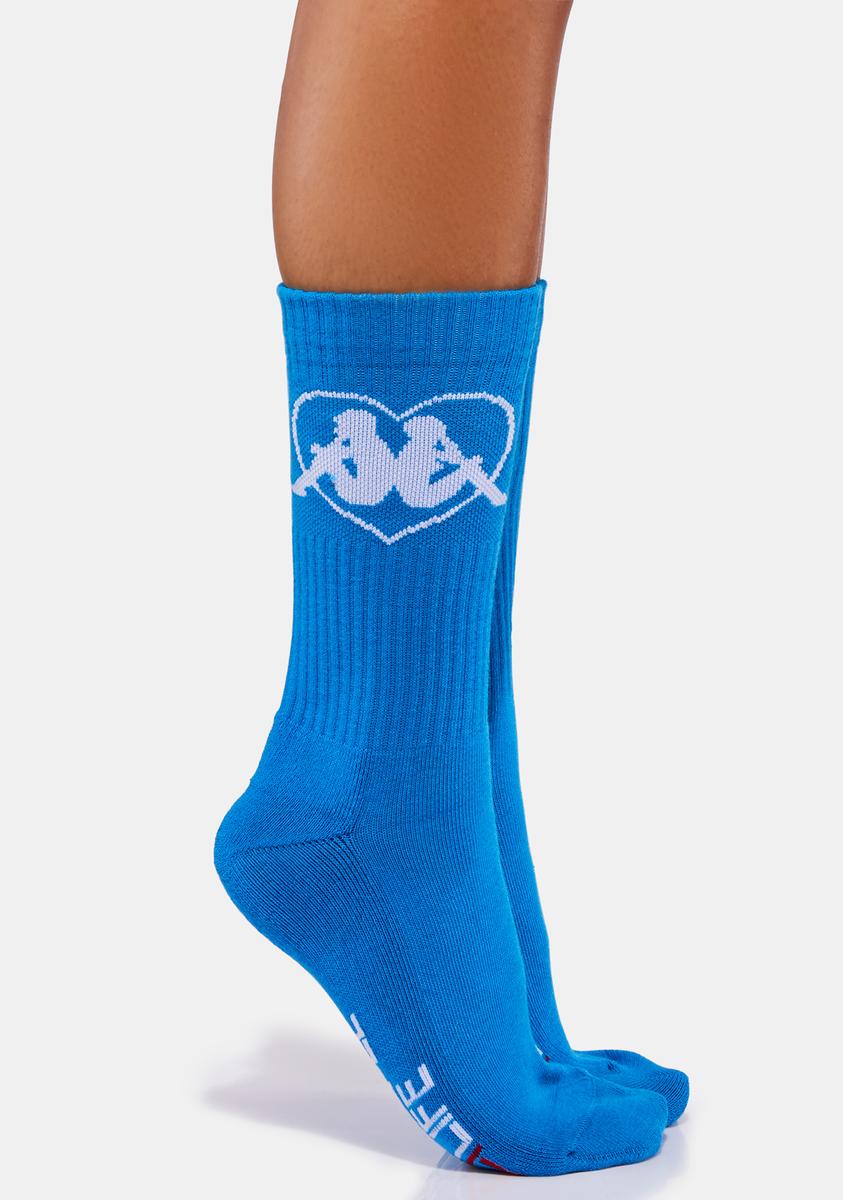 Kappa Ribbed Knit Crew Socks - Blue – Dolls Kill