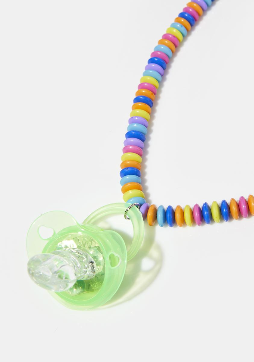 Candy Beaded Pacifier Necklace - Rainbow – Dolls Kill