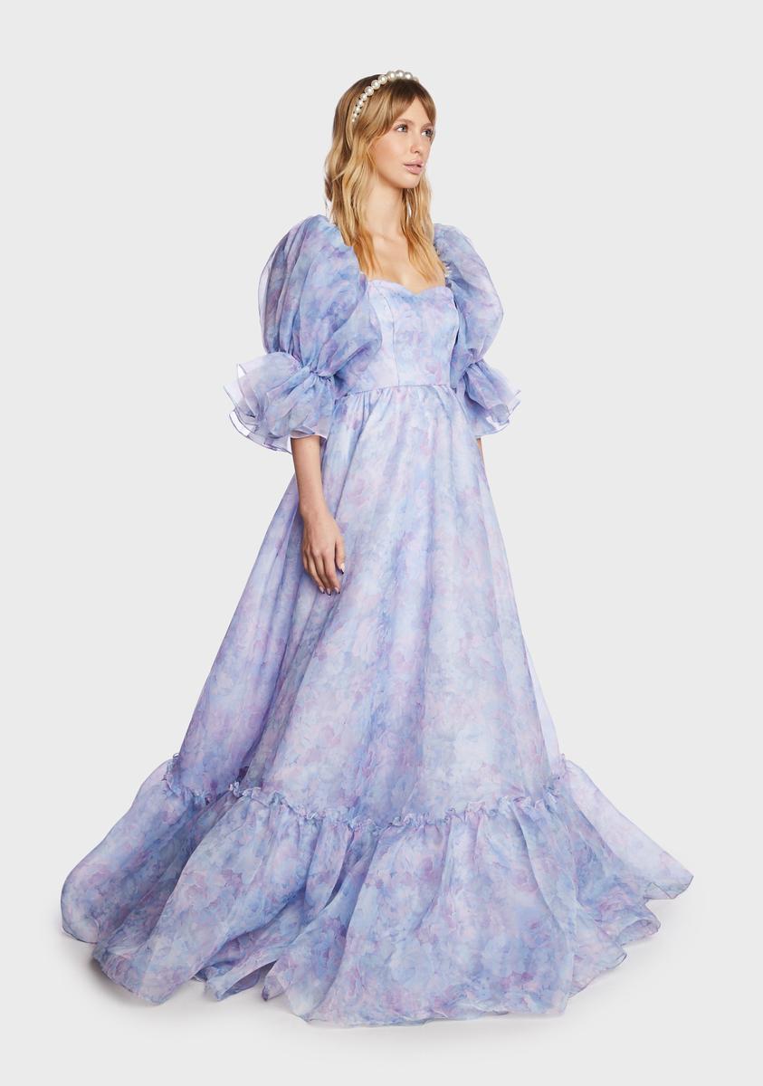 Fanficul Doll Off Shoulder Puff Sleeve Maxi Dress - Blue Floral – Dolls ...