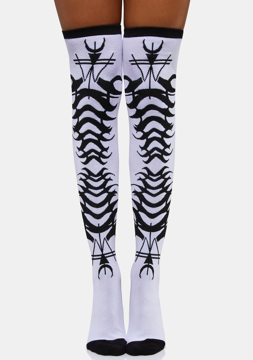 Two Tone Graphic Witch Thigh High Socks – Dolls Kill