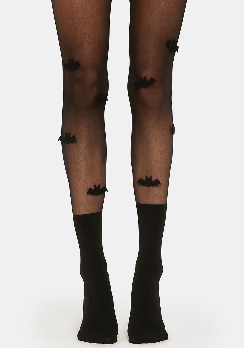 Bat Applique Sheer Tights - Black – Dolls Kill