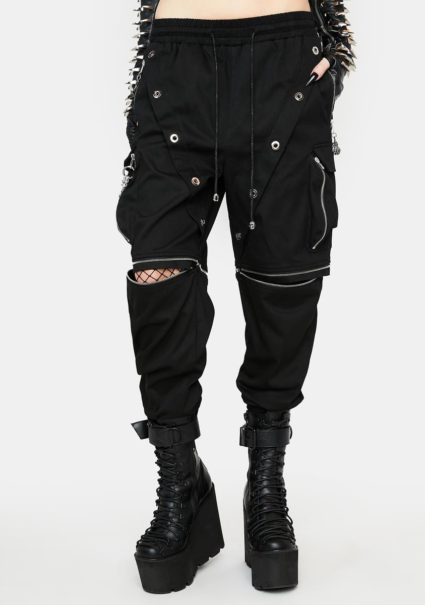 Devil Fashion Convertible Grommet Chain Cargo Pants - Black – Dolls Kill