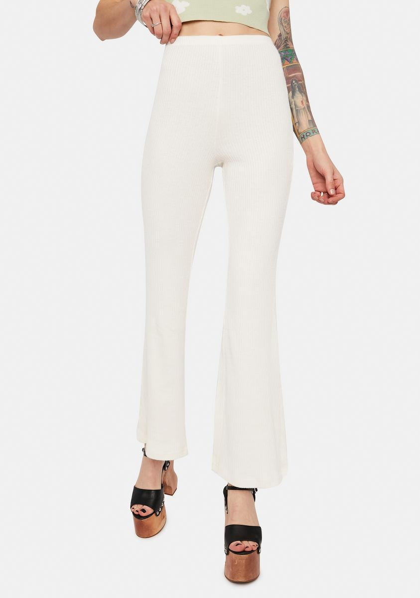 Super High Waist Flares - Off White – Dolls Kill