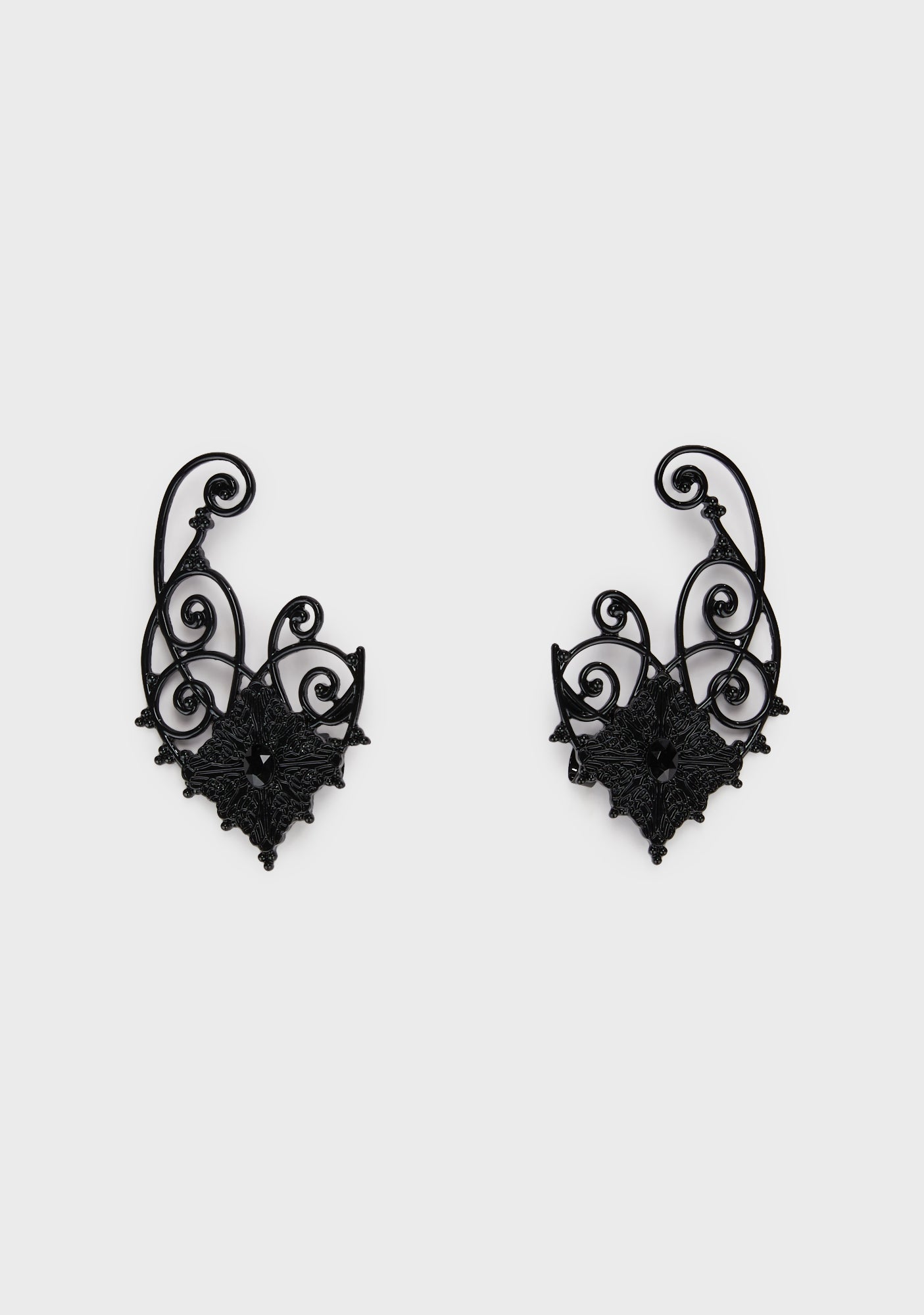 Abstract Rhinestone Ear Cuffs - Black – Dolls Kill