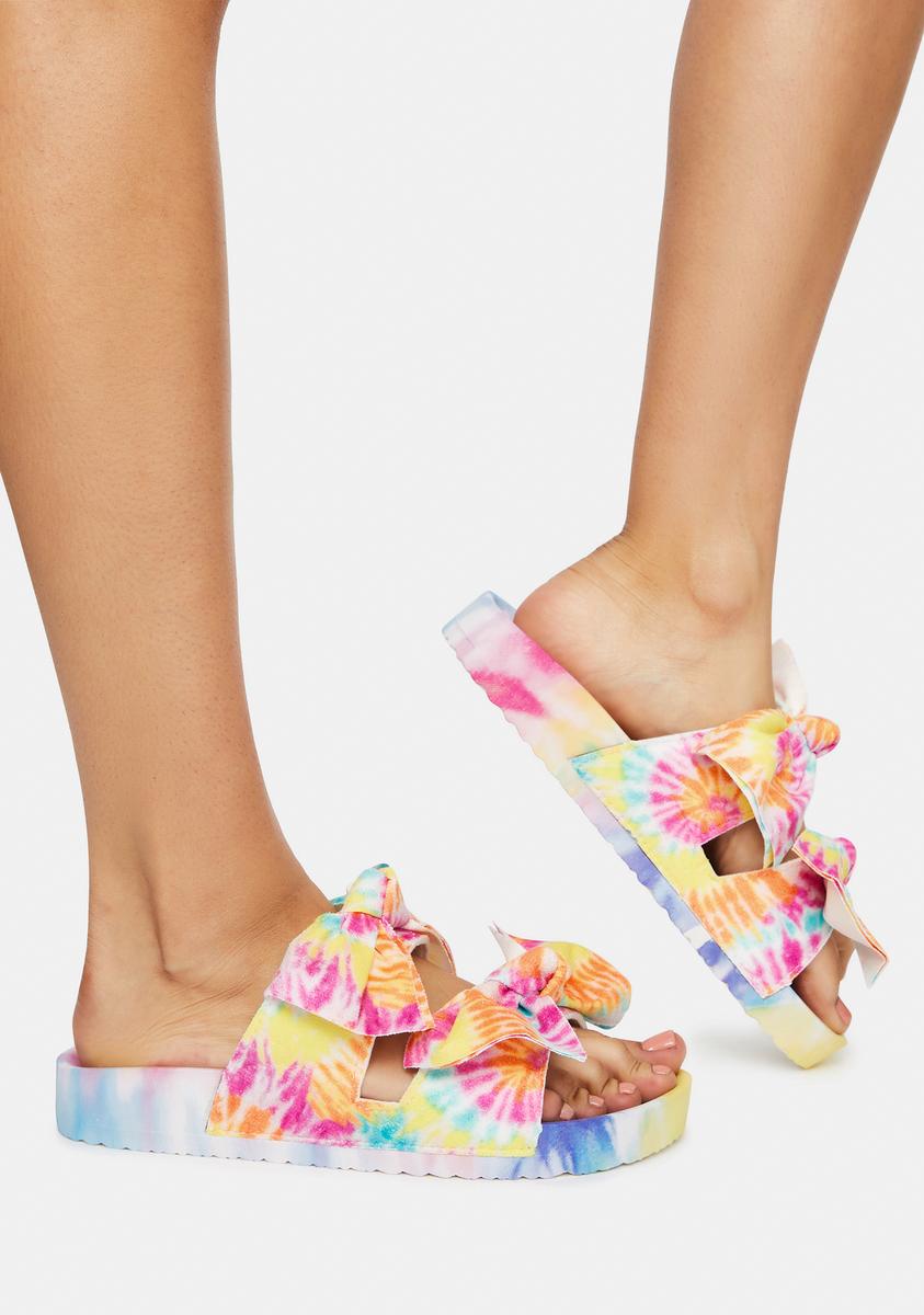 Tie Dye Bow Slides - Pink – Dolls Kill