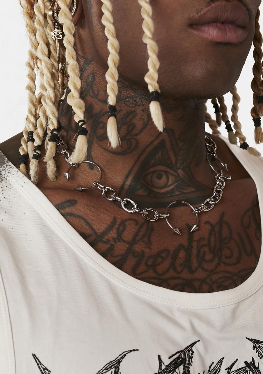 Devil Horns O Ring Chain Choker Necklace - Silver – Dolls Kill