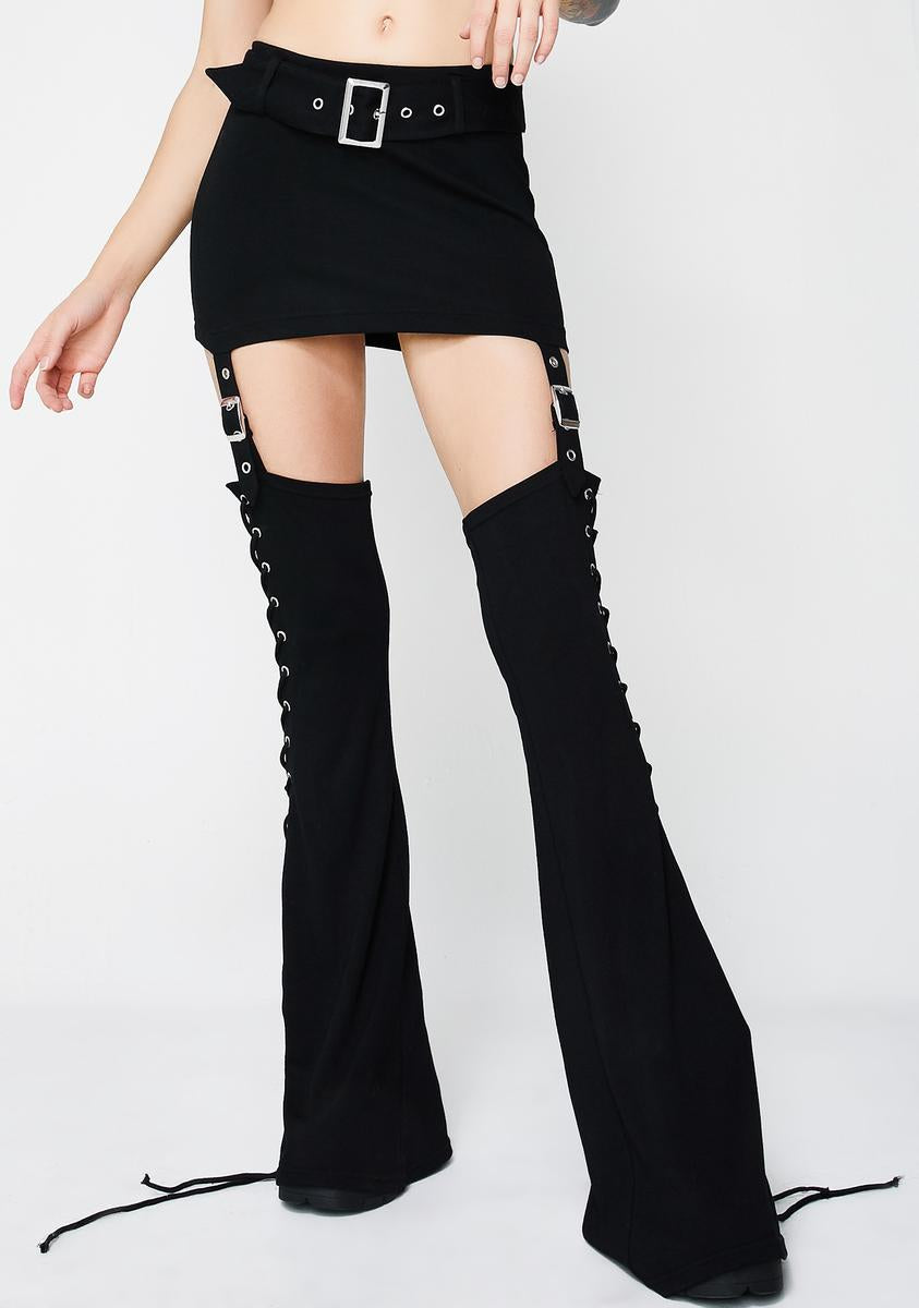 Club Exx Mini Skirt Black Chaps – Dolls Kill